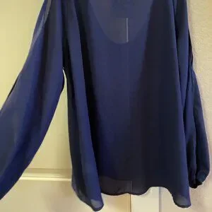 mittoshop | Tops | Blue Daisy Boutique Navy Blue Womens Blouse Shirt ...